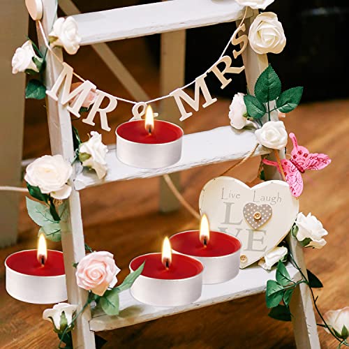 100 Packs Red Tealight Candles,Romantic Love Unscented Tea Lights Candles,Dripless & Long Lasting Smokeless Mini Tealight Candles for Mood,Romantic Decor,Pool,Dinners,Home,Wedding,Crafts(Red)