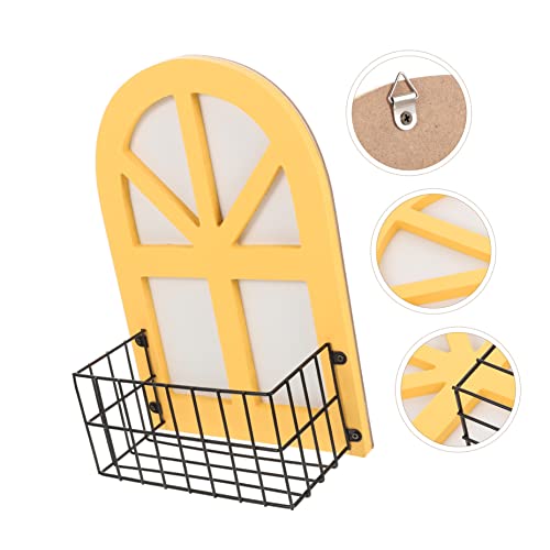 HOMSFOU Holder Design Storage Caddy Bin Wall Bathroom Wire Pot Shampoo Kitchen Home Versatile Hanging Action Farmhouse Rack Shelves Yellow Iron Simple Shelf Floating Multi-functional
