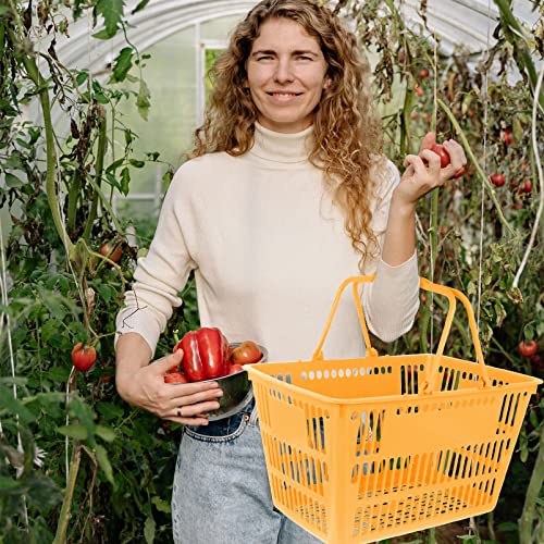 POPETPOP Plastic Shopping Basket with Handle- 16L Portable Handheld Storage Basket Used for Supermarket, Retail, Bookstore