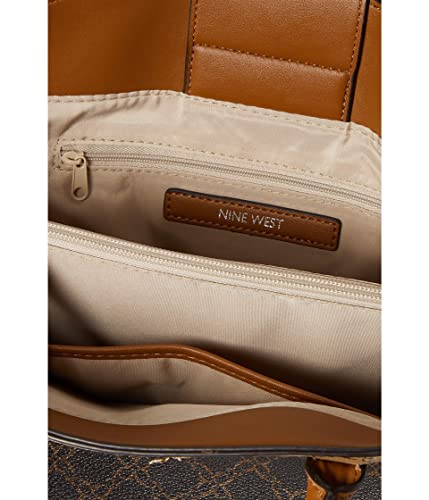 Nine West Lilah Satchel Brown Logo Multi One Size