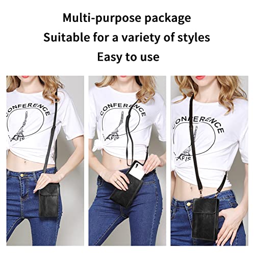 Tingya Small Crossbody Bag Cell Phone Purse Wallet with Credit Card Slots for Women (Black)