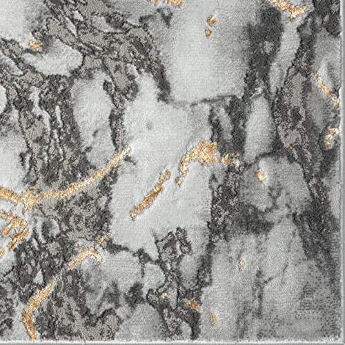 LUXE WEAVERS Ivory 8x10 Marble Abstract Area Rug Gold Living Room Rug