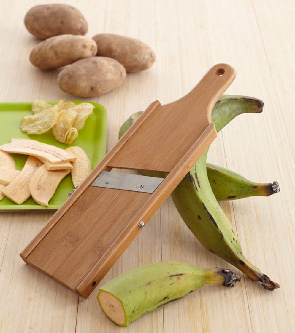 IMUSA USA Wood Plantain Slicer "Mariquitera", 13.8 x 4 x 1 inches