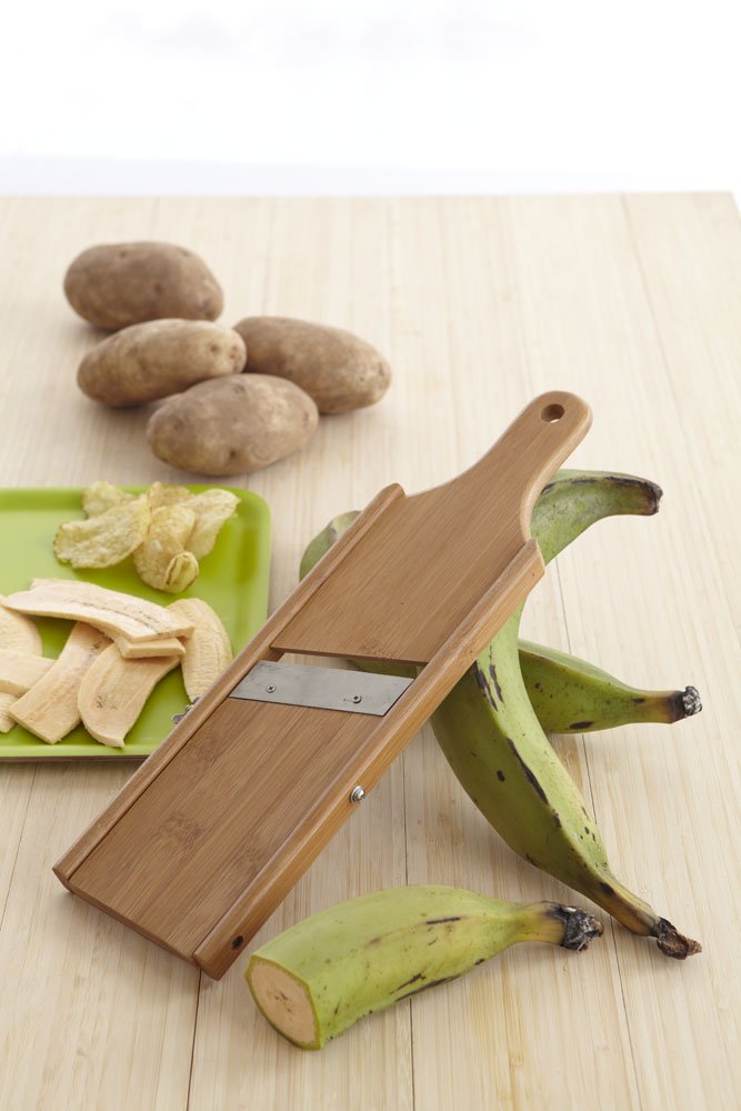 IMUSA USA Wood Plantain Slicer "Mariquitera", 13.8 x 4 x 1 inches