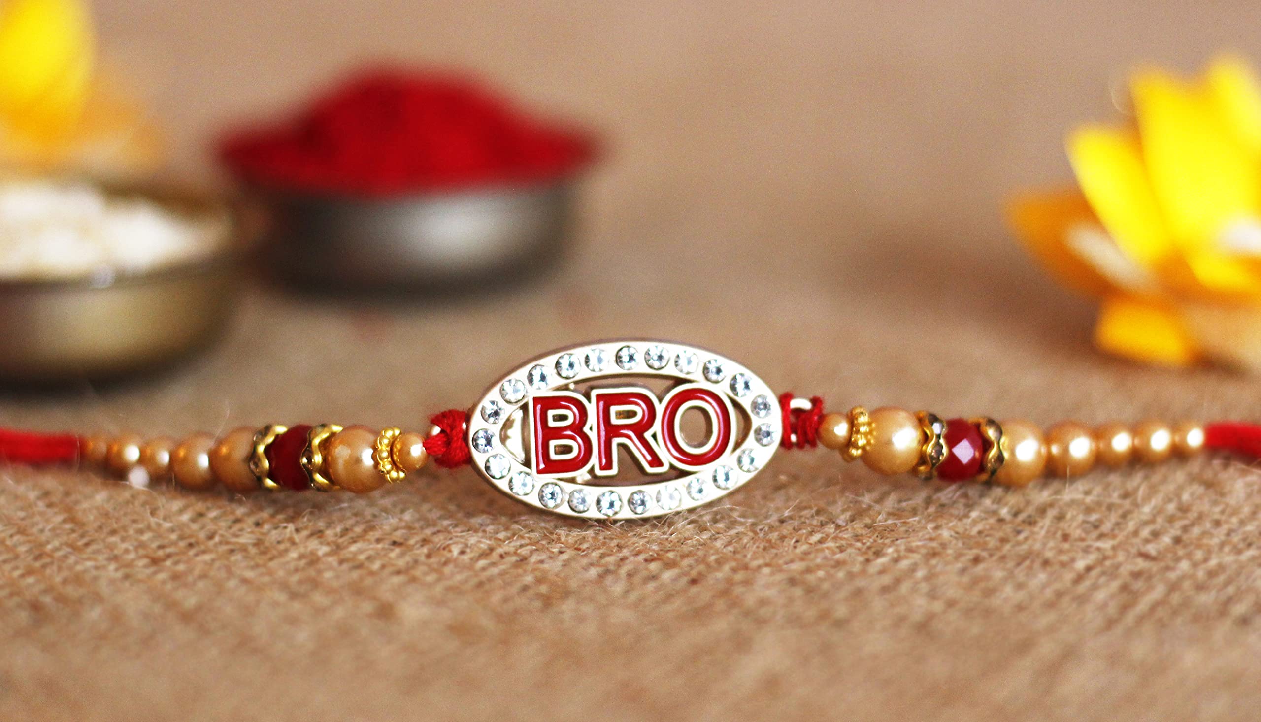 ARTISENIA American Diamond Bro Rakhi for Brother Raksha Bandhan Rakhi