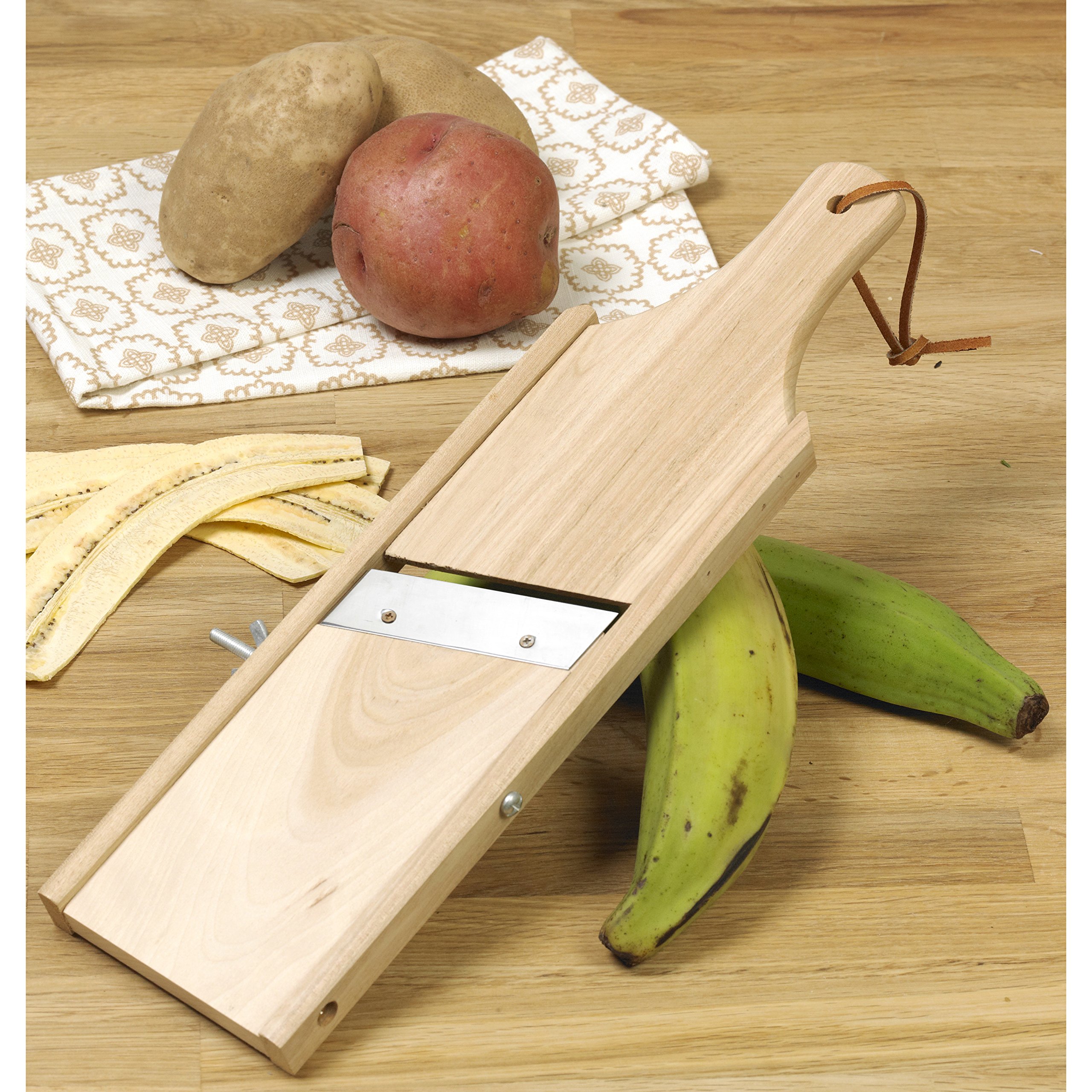 IMUSA USA Wood Plantain Slicer "Mariquitera", 13.8 x 4 x 1 inches