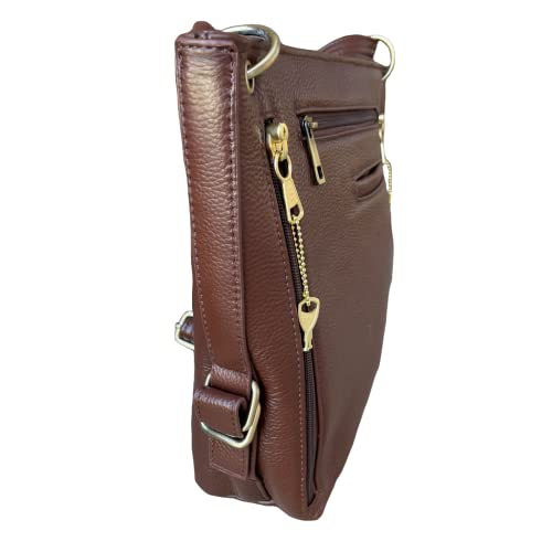 CCWBAGS Genuine Leather Satchel/Cross Body Concealed Carry Purse, Brown