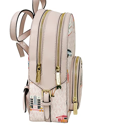 Michael Kors Jaycee Medium Zip Pocket Backpack Light Powder Blush Pink MK Miami