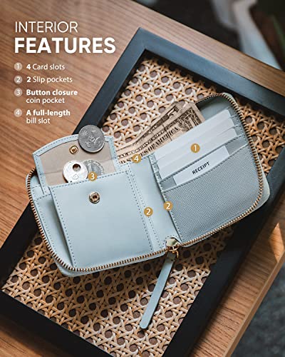 Vulkitty Women Leather Wallet RFID Blocking Bifold Slim Coin Purse Credit Card Holder with Zipper Pocket Case