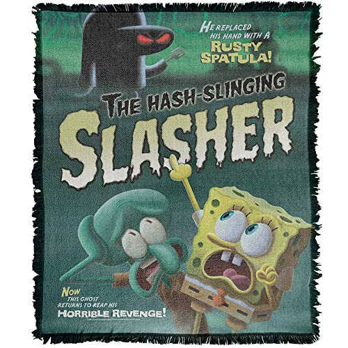 LOGOVISION Spongebob Blanket, 50"x60" Hash Slinging Slasher Woven Tapestry Cotton Blend Fringed Throw Blanket