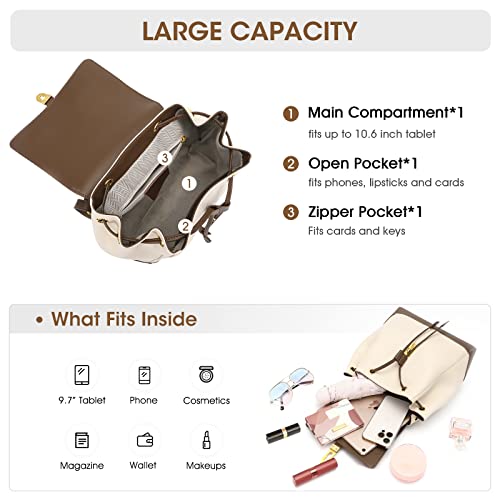 Kattee Genuine Leather Backpack Purse for Women Fashion Rucksack Ladies School Shoulder Bag Medium Size Adjustable Straps