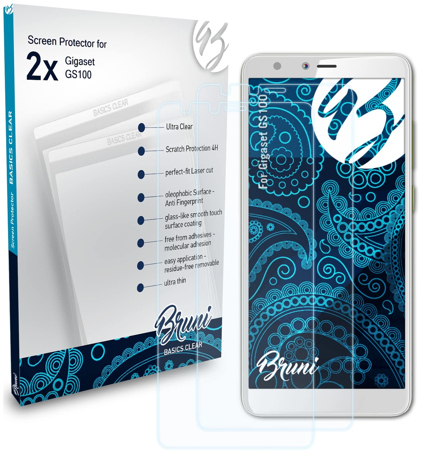 Bruni Screen Protector compatible with Gigaset GS100 Protector Film, crystal clear Protective Film (2X)