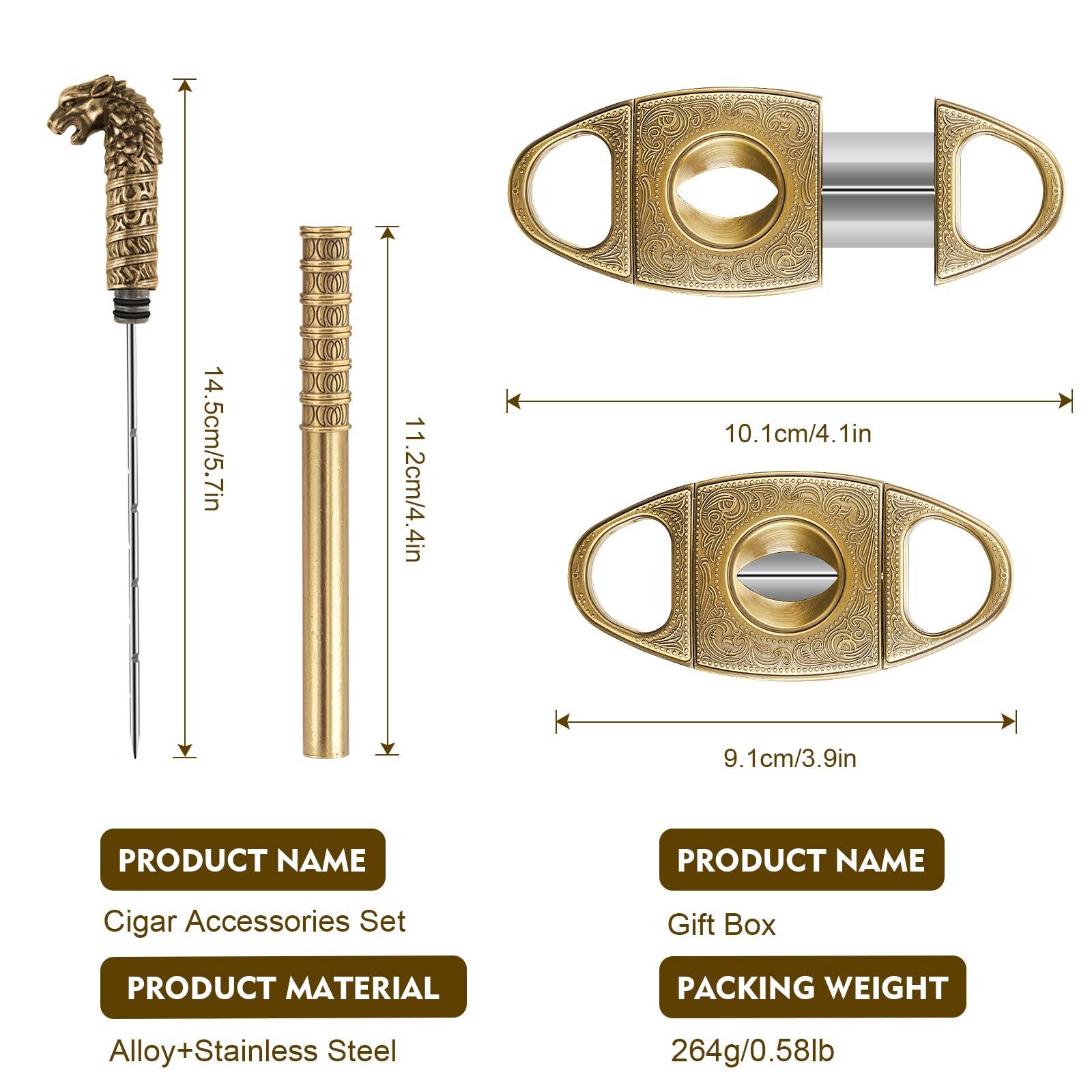 Scotte V-Cut Cigar Cutter Guillotine Precision Cigar Draw Enhancer Tool Needle & Sharp Perfect Cigar Cutters Cigar Accessories Set