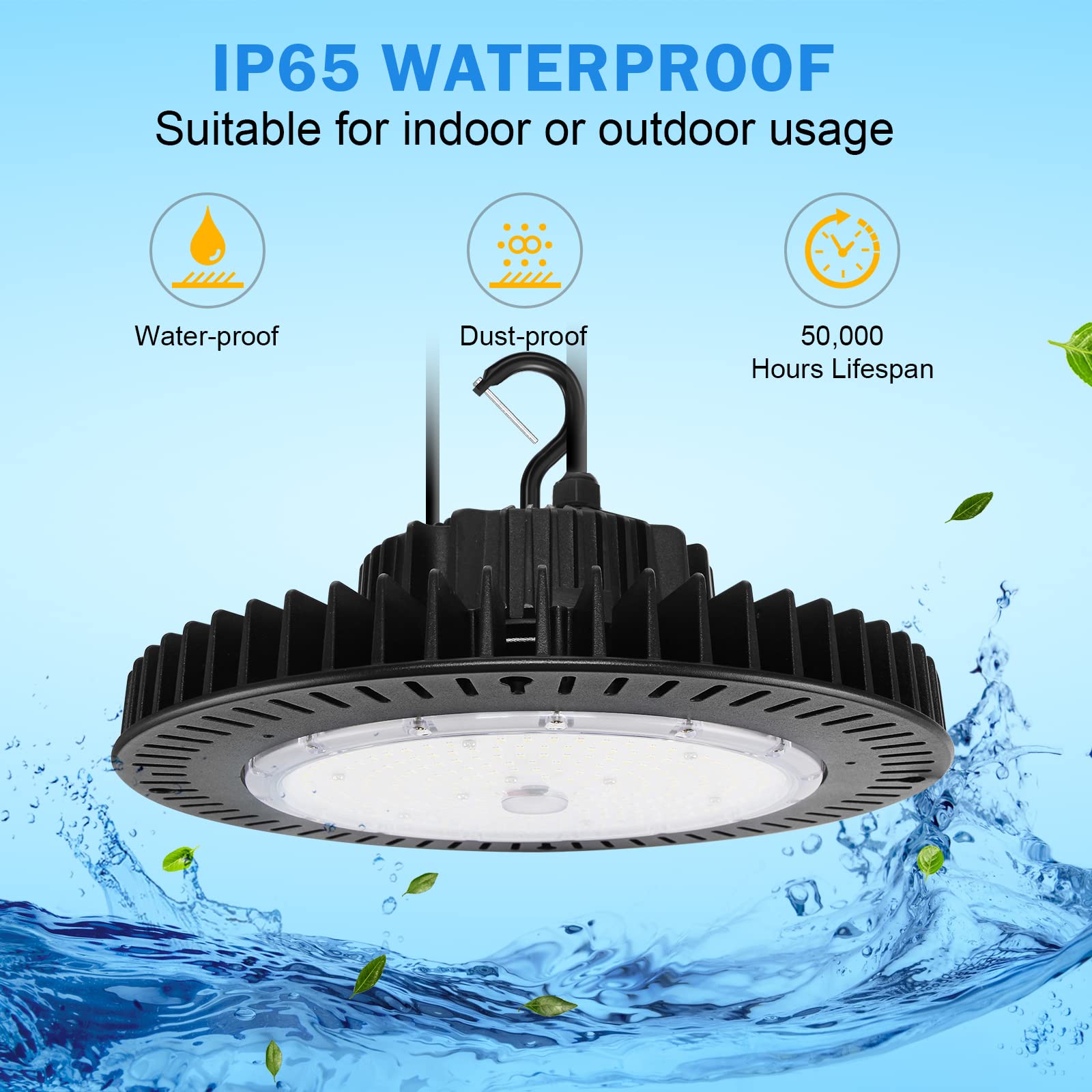 OPENLUX 150W UFO LED High Bay Light 21750LM 0-10V Dimmable High Bay LED Shop Lights UL DLC Approved Warehouse Light 5000k Daylight