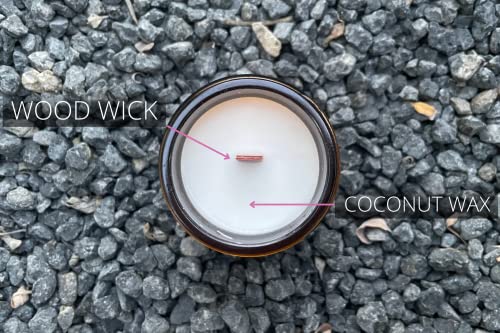 Coconut Wax Scented Candle - Wood Wick - Long Lasting - Smoke Free - Organic - The Clever Mammoth - (Vanilla Large)