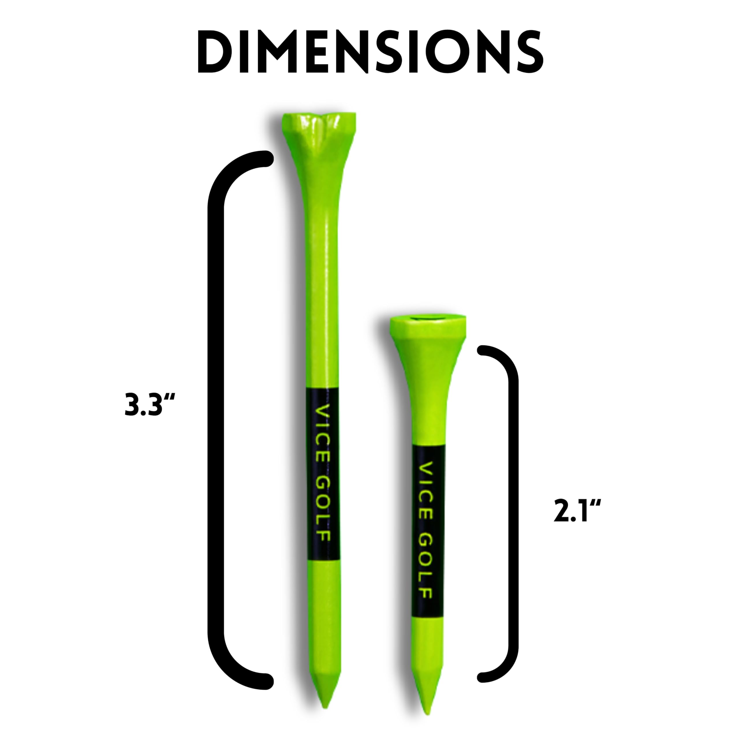 VICE Golf Tees | Neon Lime | 60 Driver Tees & 15 Short Tees
