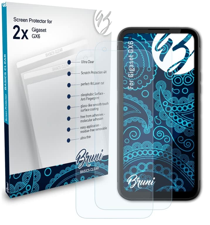Bruni Screen Protector compatible with Gigaset GX6 Protector Film, crystal clear Protective Film (2X)