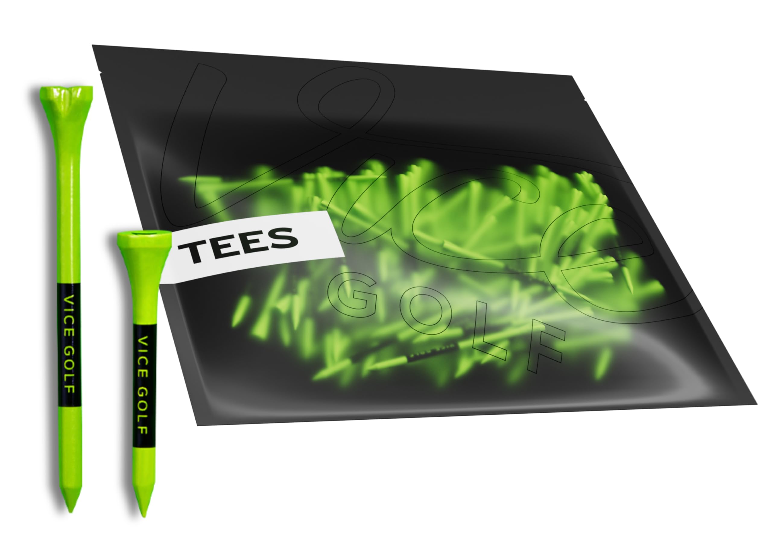 VICE Golf Tees | Neon Lime | 60 Driver Tees & 15 Short Tees