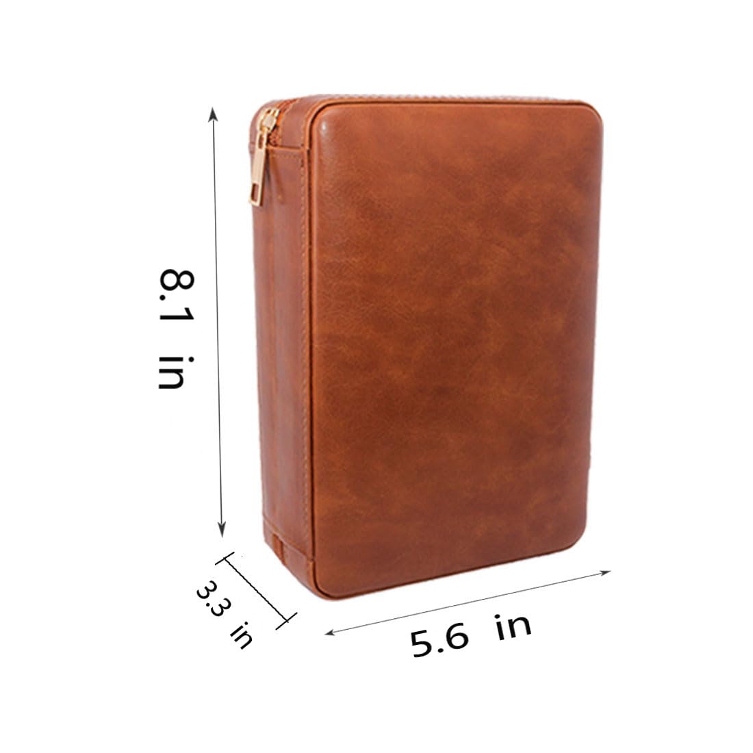 AMANCY Elegant Handmade Brown Leather Cedar Wood Lined 4 Cigar Humidor Case with 3 Triple Jet Flame Cigar Lighter and Cutter,Suitable for Holding Big and Fat Cigars