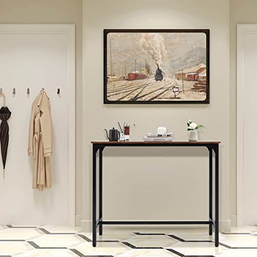 Giantex 48" Narrow Console Table - Long Bar Table, Rectangular Kitchen Dining Table w/Steel Frame, Adjustable Feet, Pub Table Counter Height Table, Sofa Side Table for Entryway, Hallway, Entry Table