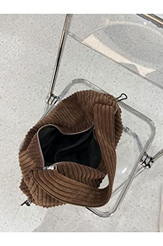 Ulisty Women Corduroy Large Capacity Shoulder Bag Wide Strap Hobo Bag Casual Underarm Bag Handbag khaki