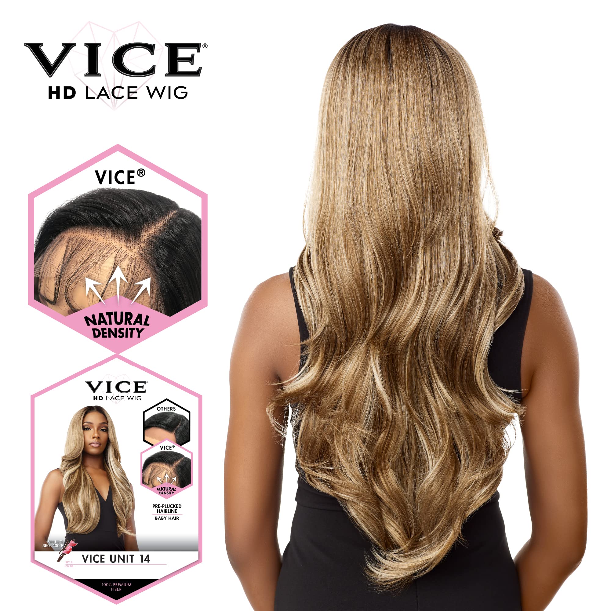 Sensationnel Vice Lace front wig - HD Transparent Lace Pre-plucked Hairline with Babyhair 5 Inch Deep Part - Vice Unit 14 (2), 18.3 ounces