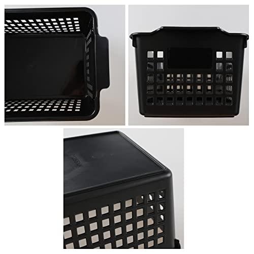 AnnkkyUS 6-pack Plastic Storage Basket, Small Organizer Bins, Black
