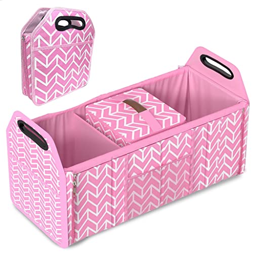 SNWUD LSZ Car Boot Storage 2 Pcs Car Storage Box Auto Supplies Car Trunk Storage Box Foldable Organizer Car Boot Storage (Color : Pink)