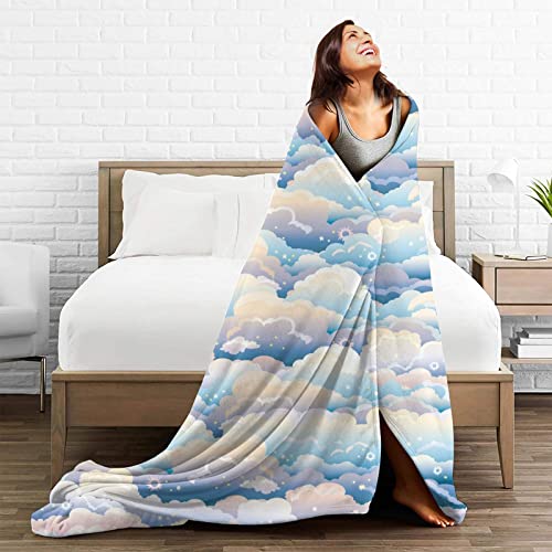 Cute Cloud Soft Lightweight Fleece Throw Blankets Cozy Warm Fuzzy Plush Microfiber Blanket for Sofa Couch Bed All-Season 60"X50"