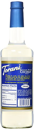 Torani Sugar Free Coffee Syrup, Coconut Flavored Syrup for Drinks, Zero Calorie, Pump Included, 25.4 Fl Oz