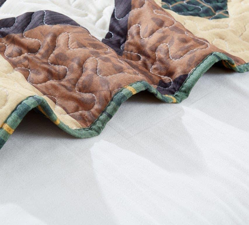 Quilted Throw Blanket by Virah Bella - 50" x 60" Four-Point Lodge Lightweight Throw Quilt Great for Loungers & Extra Bedding - Beautiful Lodge-Themed Blanket
