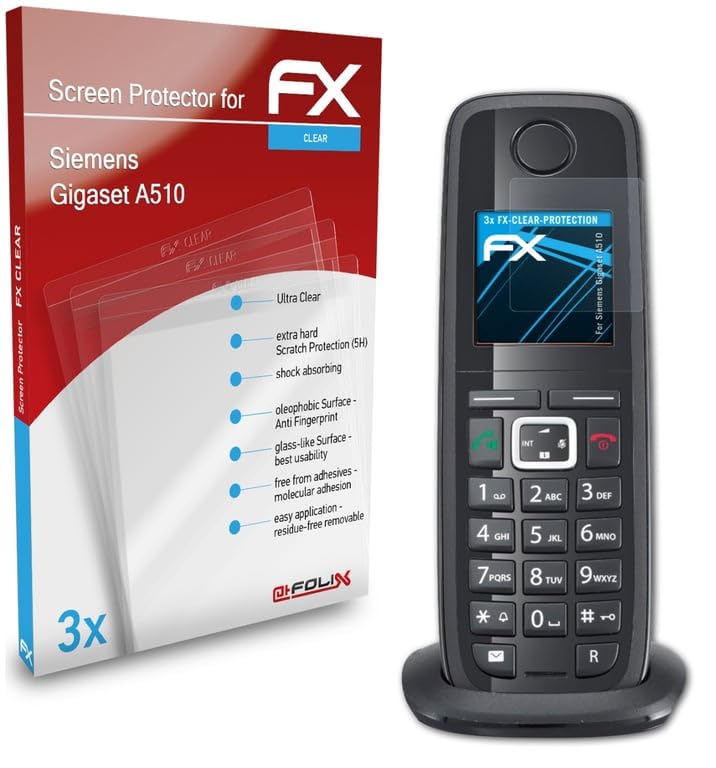atFoliX Screen Protection Film compatible with Siemens Gigaset A510 Screen Protector, ultra-clear FX Protective Film (3X)