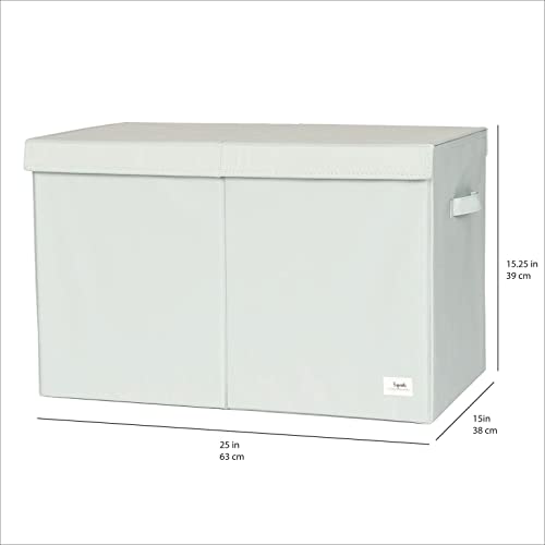 3 Sprouts Recycled Fabric Folding Chest Organizer in Green - Collapsible Storage Basket Container with Lid & Handles