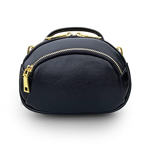 Leather Bags Purses and Handbags Shoulder Bags for Women Soft Leather Ladies Crossbody Bag Top handle satchel Bag Mini Bag (Black)