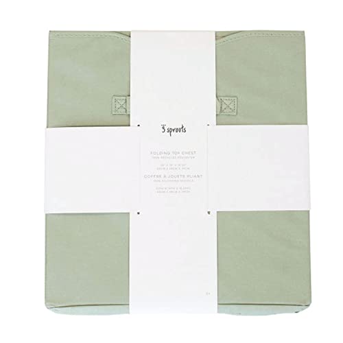 3 Sprouts Recycled Fabric Folding Chest Organizer in Green - Collapsible Storage Basket Container with Lid & Handles