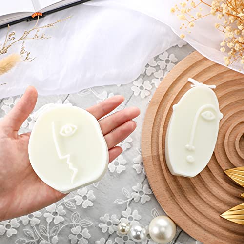 2 Pieces Art 3D Face Candle Human Face Shaped Candle Soy Wax Aesthetic Candle Abstract Scented Candle Poured Decorative Candle for Trendy Aesthetic Room Home Decor, White, 2 Styles