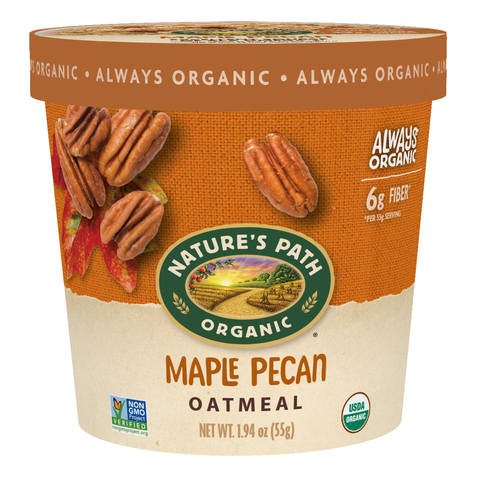 Nature's Path Organic Maple Pecan Oatmeal, 2 oz (Pack of 12), Non-GMO