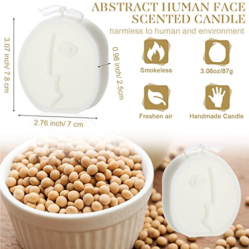 2 Pieces Art 3D Face Candle Human Face Shaped Candle Soy Wax Aesthetic Candle Abstract Scented Candle Poured Decorative Candle for Trendy Aesthetic Room Home Decor, White, 2 Styles