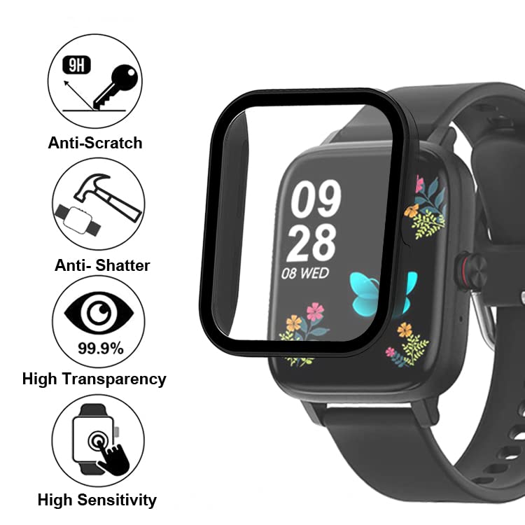 smaate Smart Watch Cases with Screen Protector Compatible with LUOBA I13 1.69”, TOZDTO BOFIDAR KAKTIN I13 1.7” Smartwatch, Hard PC Case with Tempered Glass Protector, Protecting Watch Body & Screen