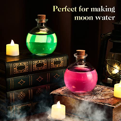 12 Pcs Spherical Glass Bottles with Cork 8.5 oz Round Potion Bottles Clear Halloween Potion Bottles Decor Decorative Glass Sphere Jar for Sand Costume Props DIY Crafts