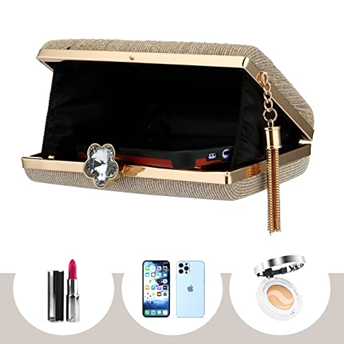 Rkrouco Women's Evening Bag Sparkle Sequin Evening Handbag,Lady Party Wedding Clutch Purse for Wedding Parties.(Gold)