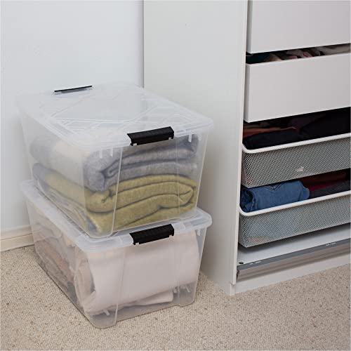 Greenmade 675374 InstaView Large 45 Quart Clear Plastic Storage Containers with Latching Lid for Household Organization and Management, 4 Pack