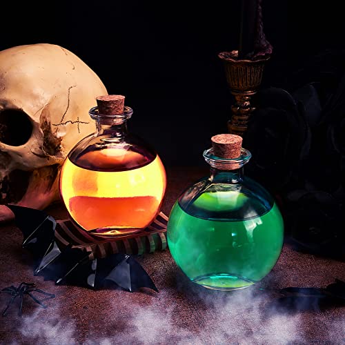 12 Pcs Spherical Glass Bottles with Cork 8.5 oz Round Potion Bottles Clear Halloween Potion Bottles Decor Decorative Glass Sphere Jar for Sand Costume Props DIY Crafts