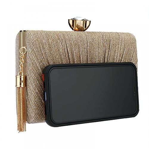 Rkrouco Women's Evening Bag Sparkle Sequin Evening Handbag,Lady Party Wedding Clutch Purse for Wedding Parties.(Gold)