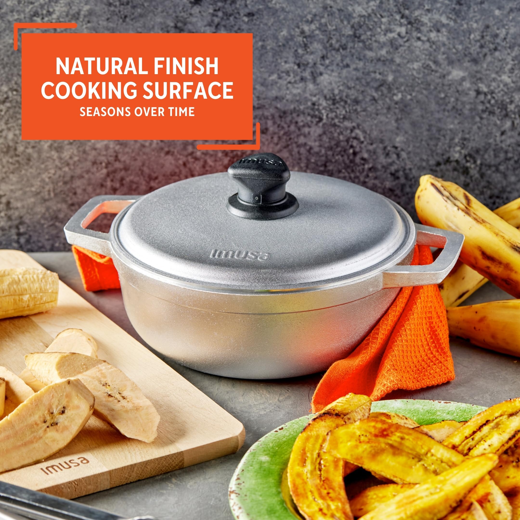 IMUSA USA GAU-80503 2.6Qt Traditional Colombian Caldero (Dutch Oven) for Cooking and Serving, Silver