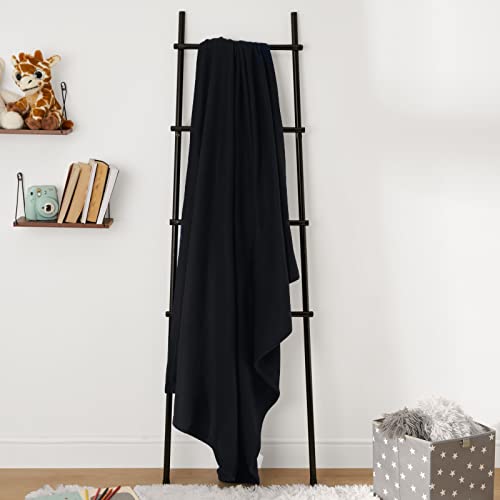 Dreamscene Large Warm Polar Fleece Blanket Twin Bed Soft Plush Sofa Microfiber Throw Over, Plain Black - 50" x 60" inch
