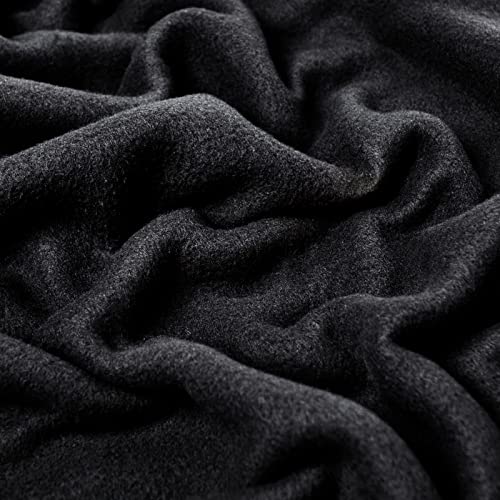 Dreamscene Large Warm Polar Fleece Blanket Twin Bed Soft Plush Sofa Microfiber Throw Over, Plain Black - 50" x 60" inch