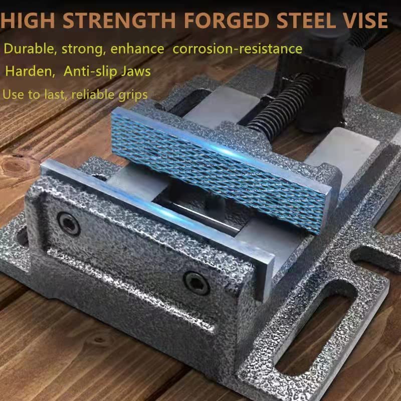 Drill Press Vise, Quick Release Bench Vise 5'', Heavy Duty Drill Press Vice Clamp- 5.12" Jaw Opening, 4.84" Jaw Width - Vice for Woodwork, Low Profile Drill Press, Benchtop, Milling Machine,etc
