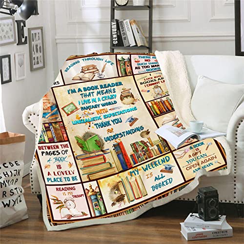 Book Lovers Gifts Blanket, Book Accessories for Reading Lovers, Book Reading Librarian Gifts Throw Blanket, Book Club Bookworm Gifts for Reading Lover Bookish, Literary Gifts Ideas Blanket 60"x50"