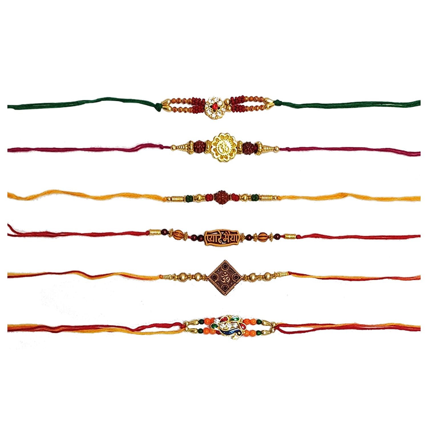 Belexy 12 Rakhi Set for Brother, Sister, Bhaiya, Bhabhi, Multiple Design, Raksha Bandhan Gift, Vary Color - Pack of 12